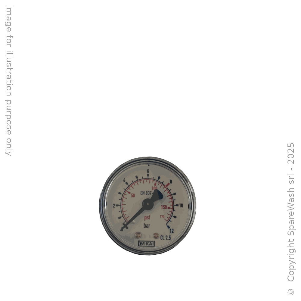 PRESSURE GAUGE D50 0-12BAR BACK MOUNT G1/4 | Sparewash